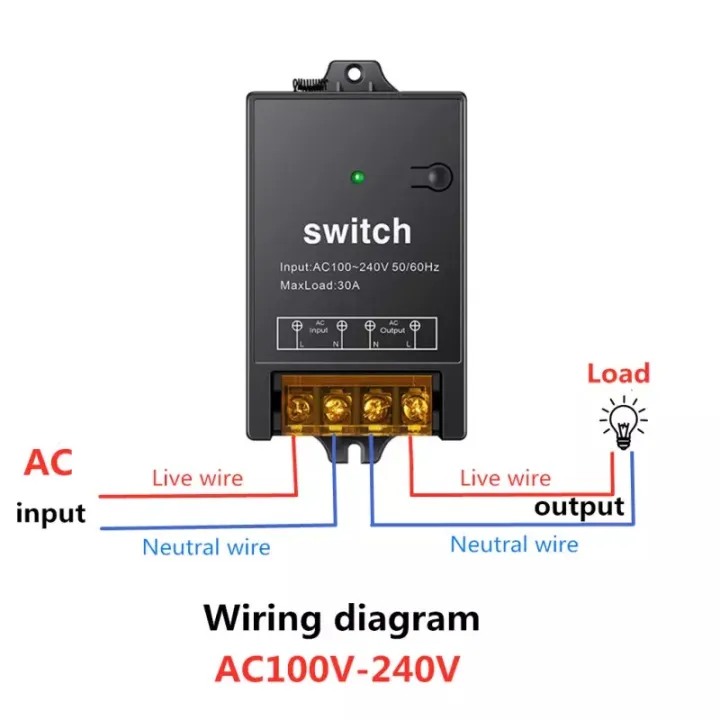 Smart switch AC90v-260v 30A High Power Remote Control Switch Remote ...