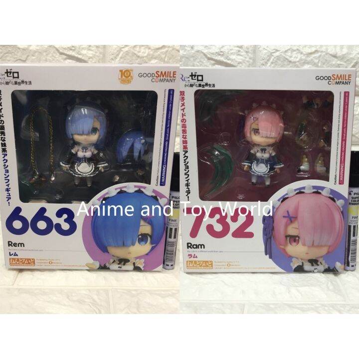 Nendoroid #663,#732 Re:Zero Rem,Ram Rem Blue,White Anime Collectible ...