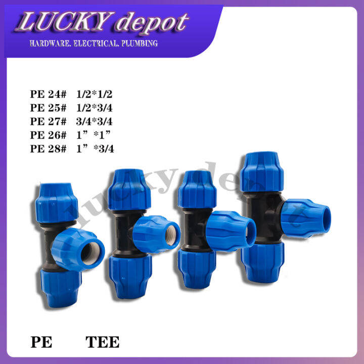 PE COMPRESSION PIPE FITTINGS TEE / REDUCING TEE ( 1/2x1/2, 3/4x3/4, 1x1 ,1/2x3/4, 1"x3/4 ) PER ...