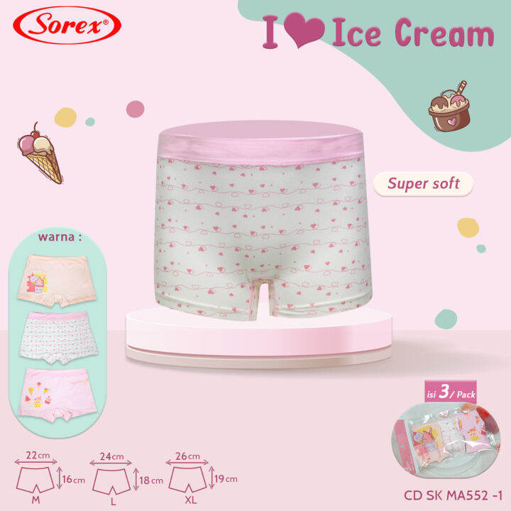 SOREX KIDS GIRL SK MA 552 CD CELANA DALAM ANAK BOXER PEREMPUAN ISI 3PCS | Lazada Indonesia