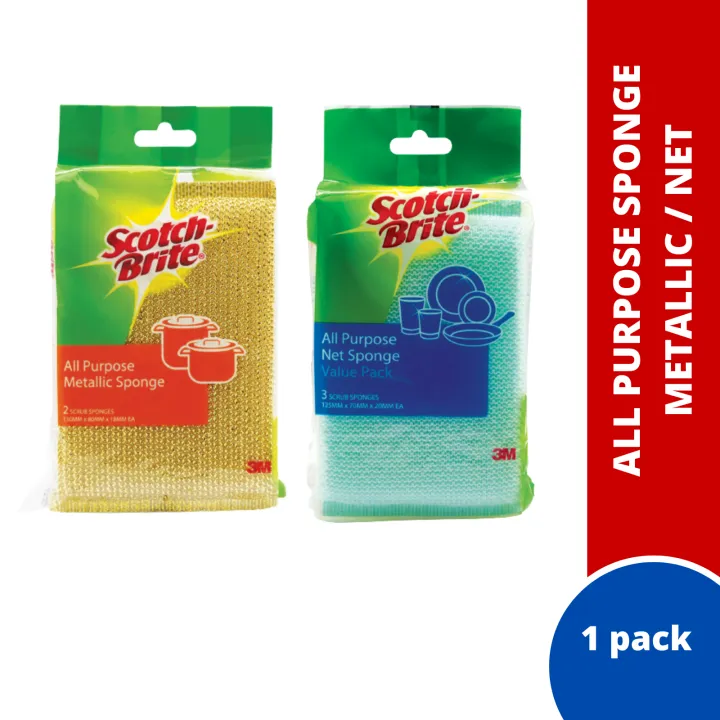 3M Scotch-Brite All Purpose Sponge (Metallic Sponge/Net Sponge) | Lazada