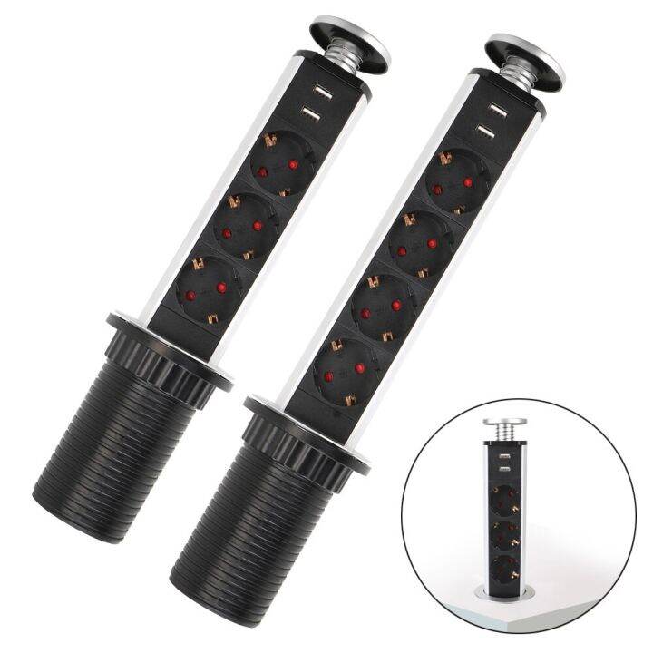 Kitchen Table Pop Up Electrical Socket Aluminum Shelf Power 1 Led 2 Charge Usb Hidden Desktop