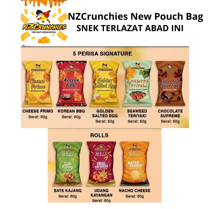 NZ Crunchies pek Baru, New Pouch/Snek dan kudap-kudap | Lazada