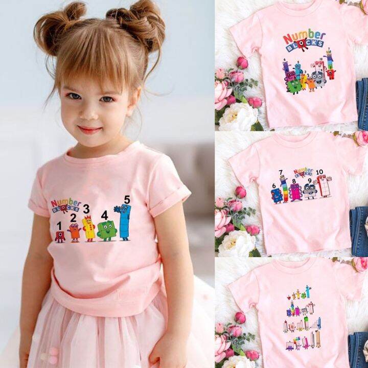 Numberblocks Children Cartoon Summer Casual Tops Kids Clothes Number ...