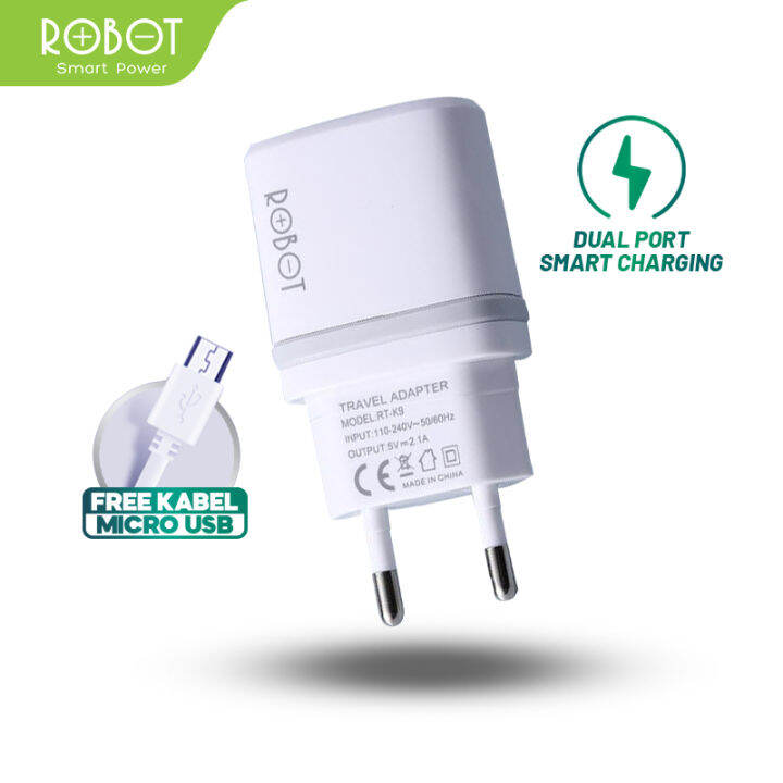 Robot Charger RT-K9 Dual USB Charger Handphone Charger Iphone Charger ...