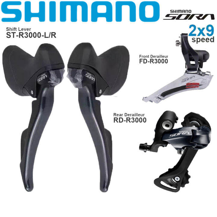 Shimano SORA R3000 Groupset 2x9 Speed Road Bike R3000 Shifter Front ...