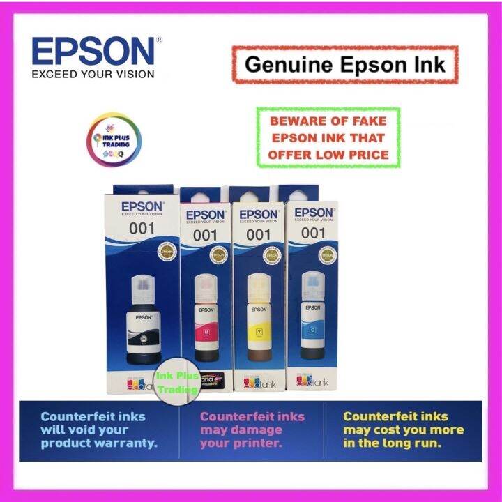 100% Original Epson 001 Ink Black Cyan Magenta Yellow for Epson new ...