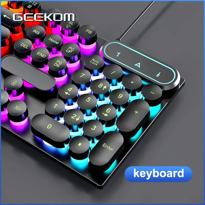 GEEKOM Mechanical Gaming Keyboard, Black Retro Punk Gaming Keyboard ...