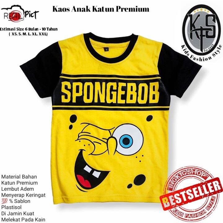 KFS 87 Kaos Anak SpongeBob Unisex 1 Tahun sampai 10 Tahun (S.M.L.XL.XXL ...