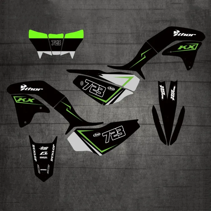 Free Custom numbers Names Motocross KLX 230 Full set of team Graphics ...