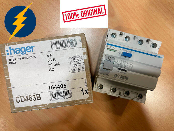 HAGER CD463B 63AMP 4 POLE 30mA RCCB ELCB | Lazada