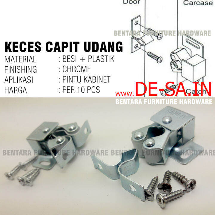 10 x HARFIT Keces Capit Udang - Catches Lock System Furniture Fitting ...