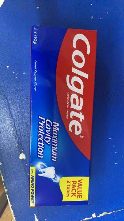 COLGATE Maximum Cavity Protection Great Regular Flavor Anti-Cavity Family Toothpaste 195g Twin ...