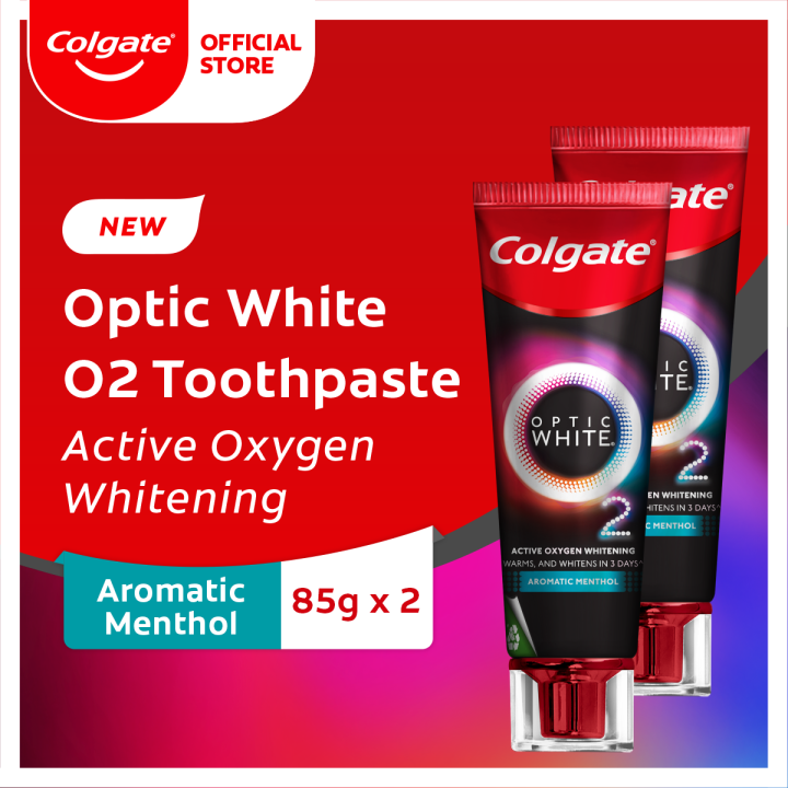 Colgate Optic White O2 Aromatic Menthol Whitening Toothpaste Twin Pack ...