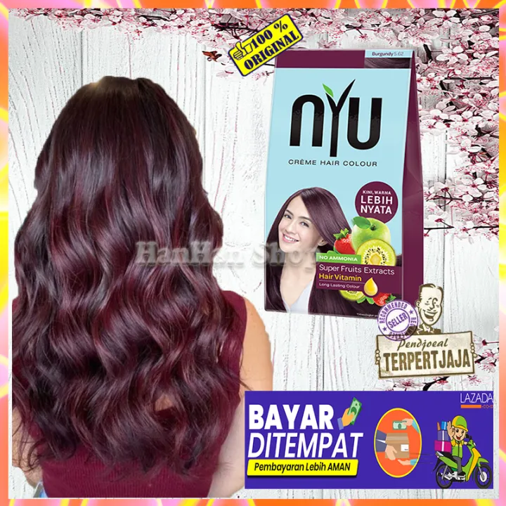 NYU Creme Hair Colour 30ml Burgundy Tanpa Amonia Cat Rambut Korea Tanpa ...
