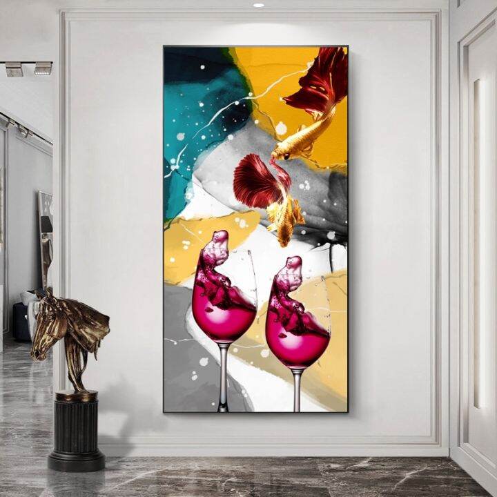 Nordic Abstract Wine Glass Oil Painting Poster and Print Canvas ...