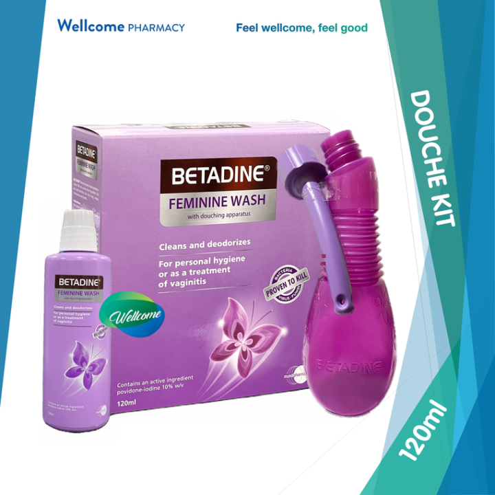 Betadine Feminine Wash with Douching Apparatus 120ml Kit | Lazada