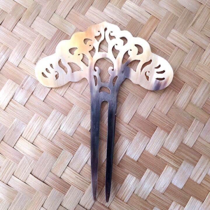 Tusuk sanggul tanduk sapi asli ukir gunungan / / aksesoris rambut tusuk ...