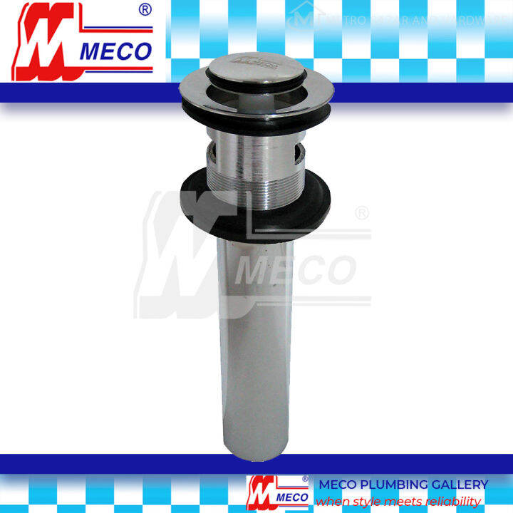 Meco Pop Up Assembly 1-1/4" x 6" #776 Push Button Drain For Lavatory ...
