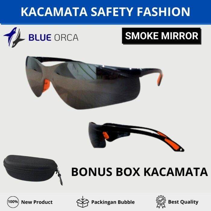 Kacamata Safety Smoke Mirror Gerinda Las Hitam Blue Orca | Lazada Indonesia