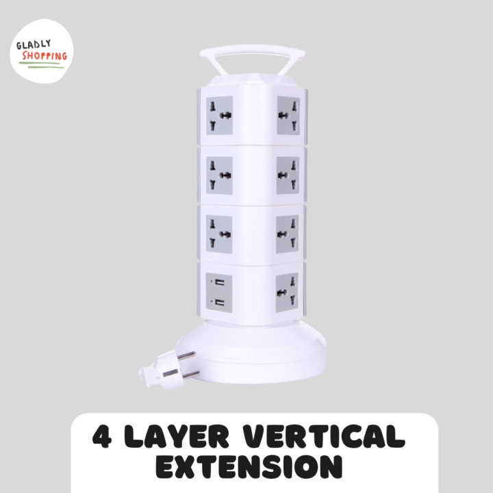 4 Layer Vertical Power Strip Socket Tower Surge Protector 10 AC Outlets ...