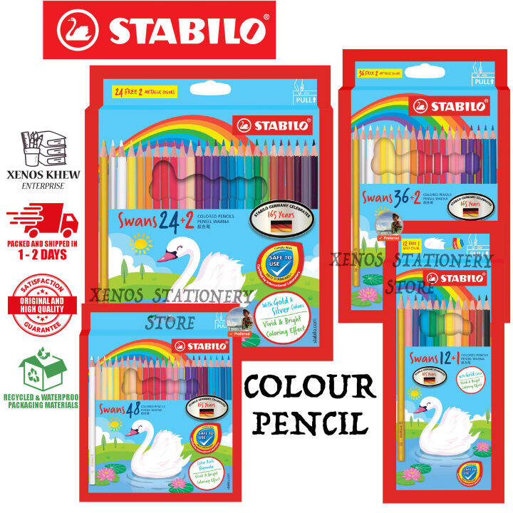 STABILO COLOUR PENCIL 12S / 12L / 24L / 36L / 48L (READY STOCK / 100% ...