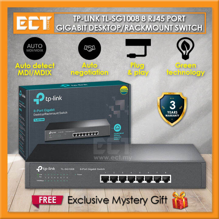 TP-Link TL-SG1008 8 10/100/1000Mbps RJ45 Ports Gigabit Ethernet Desktop ...