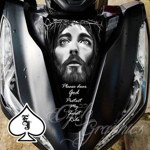 HONDA CLICK FRONT COVER STICKER JESUS ej cycle | Lazada PH