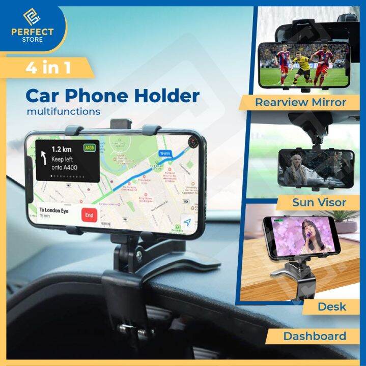 Car Phone Holder Hp Mobil Multifungsi Cup Dashboard SunVisor Rearview ...