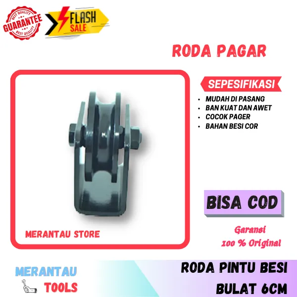 Roda Pintu Pager Pagar Besi Rel Dorong Geser Tarik Bulat 6Cm Per Pasang ...
