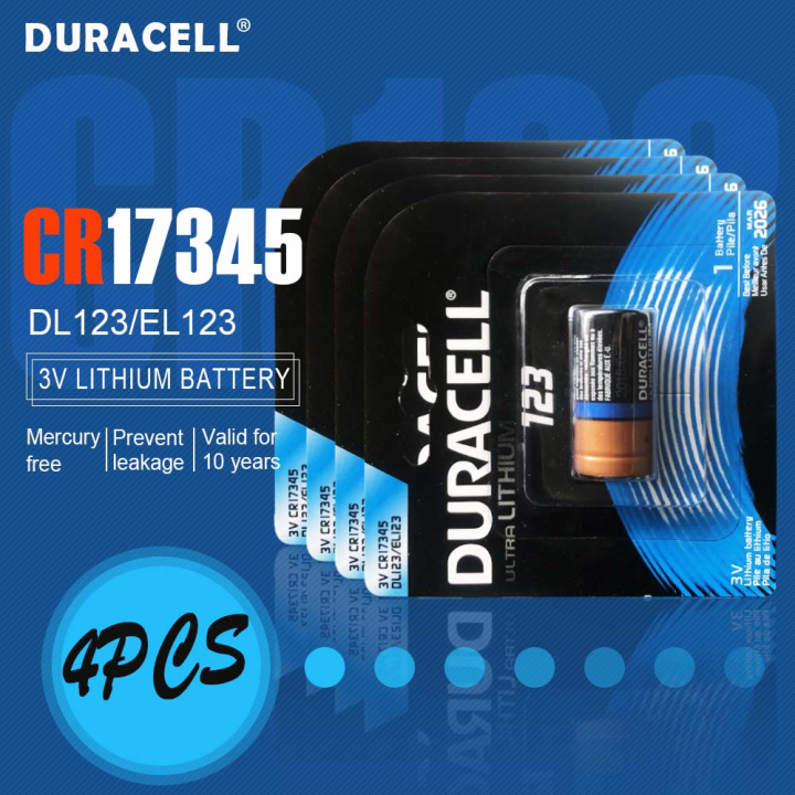 4-8 PCS Pack Original DURACELL CR123A CR123 123A 123 CR17345 3V Lithium Battery For Camera ...