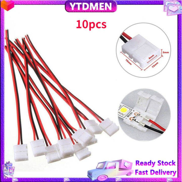 10/20pcs Lot No Soldering 2 Pin Led Strip Connectors 8 Mm 10 Mm Power ...