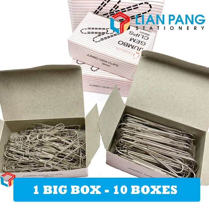 Jumbo Gem Clips Paper Clip Penguin 50mm/78mm [1 BIG BOX] | Lazada