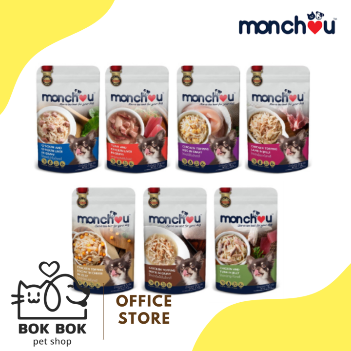 (ยกโหล) Monchou มองชู อาหารเปียก สำหรับสุนัขโตทุกสายพันธุ์ 70g (BokBokPetShop) | Lazada.co.th