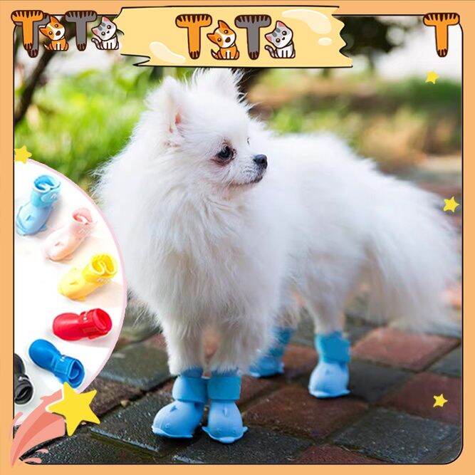 Ti Ti 4Pcs Dog Shoes Pet Shoes Puppy Shoes Care Waterproof Shoes Anti ...