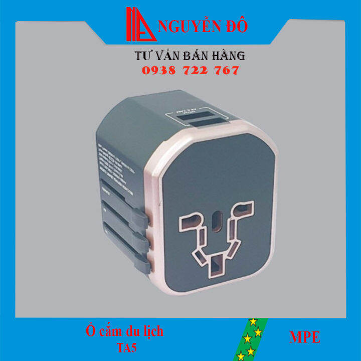 Ổ cắm du lịch đa năng MPE TA5 -Chất liệu ABS chống cháy, không phai màu, chịu va đập được thiết ...