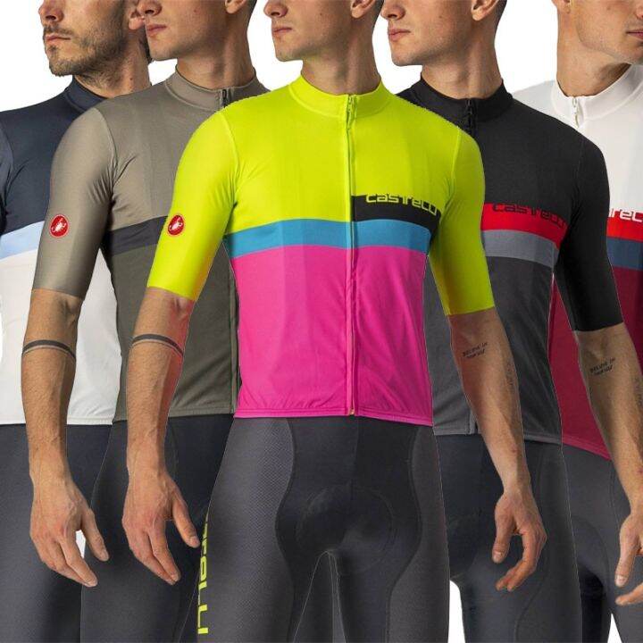 เสื้อกีฬาแขนสั้นขี่จักรยาน CZ MALL Castelli เสื้อเจอร์ซีย์ Kemeja Balap ...
