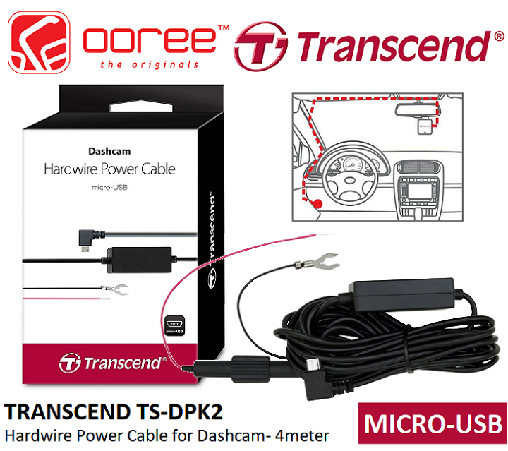 TRANSCEND TS-DPK2 MICRO USB HARDWIRE POWER CABLE KIT FOR DRIVEPRO ...