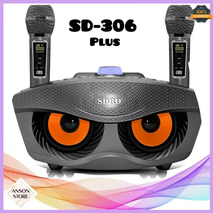 SDRD SD-306 Plus Wireless Bluetooth Dual Microphone Karaoke Portable 3D ...