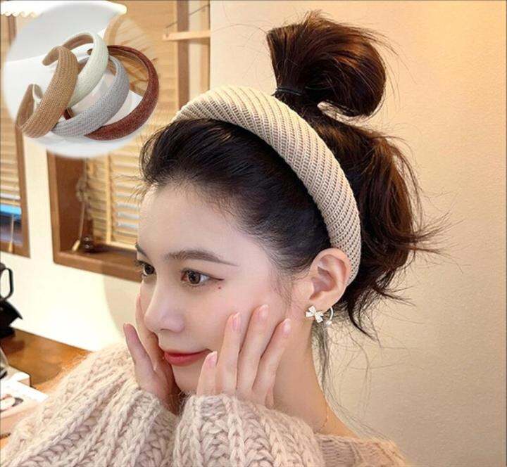 CLAIYDREAM BANDO KOREA WANITA KAIN MOTIF TIKAR BUSA TEBAL LEBAR EMPUK ...