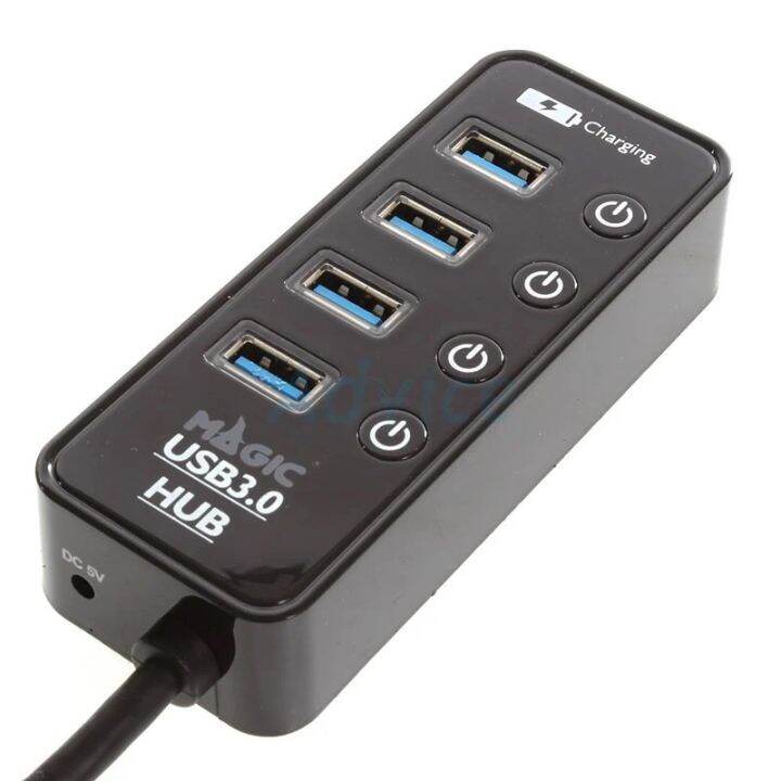 MAGIC 4 Port USB HUB v3.0 + USB Charger 1P MAGIC TECH MT-26 (Black) | Lazada.co.th
