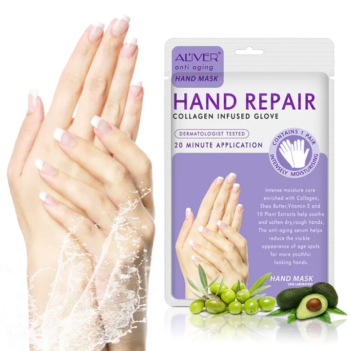 ALIVER Exfoliating Hand Mask 18g / คู่ มาร์คมือนุ่ม มาส์กลอกมือ มอยส์เจ ...