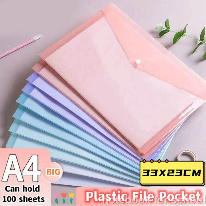 A4 Transparent Envelope Folder Clear Snap Button File Case Plastic ...