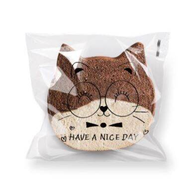 100pcs Cat Design with Adhesive Food Packaging Plastic Biscuit Bread ...