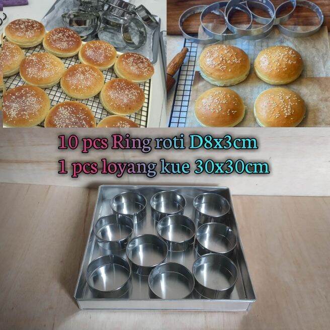 Loyang roti burger satu set / ring burger set loyang | Lazada Indonesia