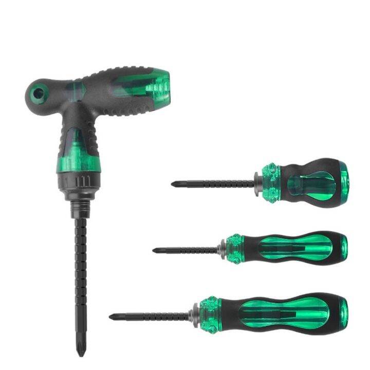 YUNSONG T Shape Telescopic Screwdriver Bit Set Handle Ratchet Slotted ...