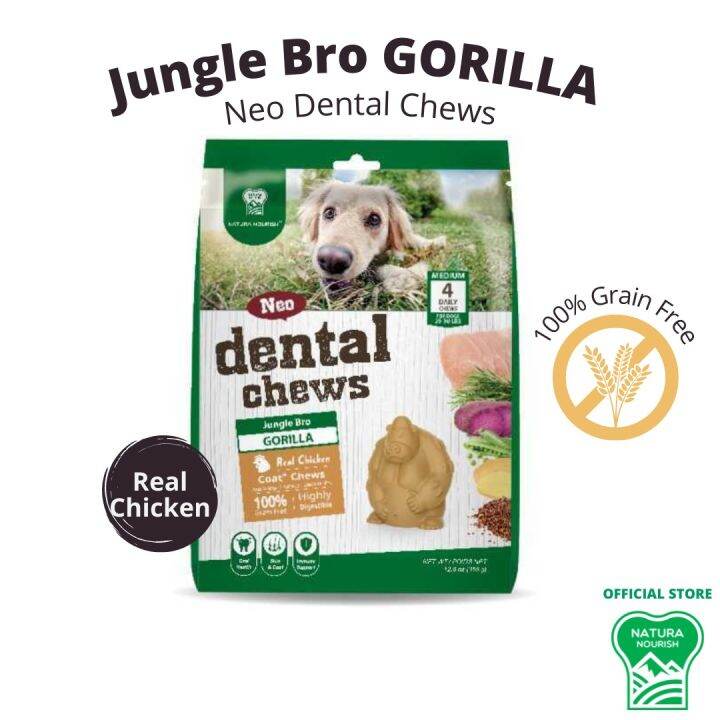 Natura Nourish Chicken Neo Dental Chews Jungle Bro Gorilla for Dogs ...