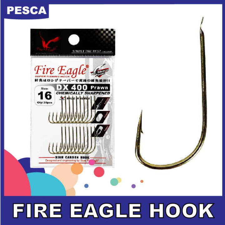 PESCA - FIRE EAGLE Prawn Hook (DX 400) Fire Eagle Fishing Hook Mata ...