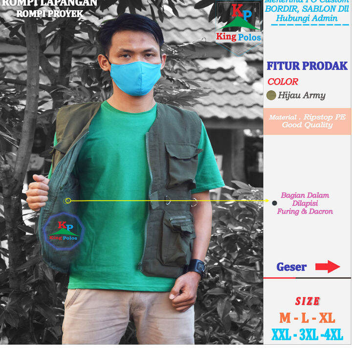 (COD) ROMPI PROYEK SAKU VARIASI WARNA HIJAU ARMY | VEST MOTOR GOJEK ...
