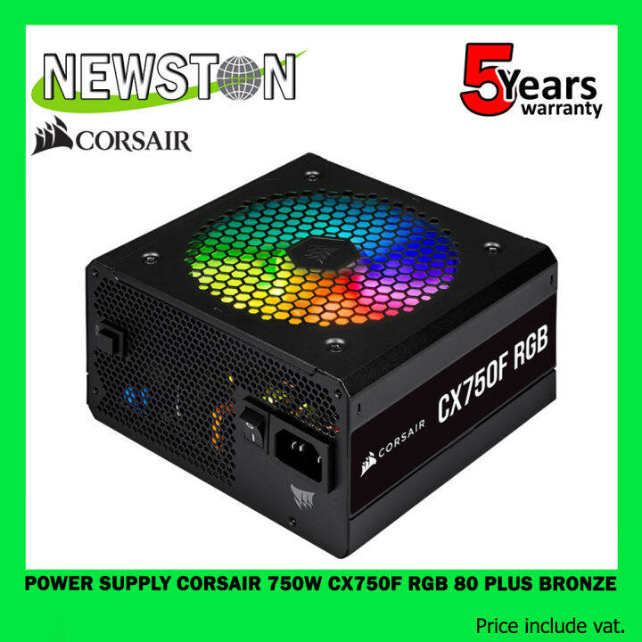 POWER SUPPLY (อุปกรณ์จ่ายไฟ) CORSAIR CX750F RGB - 750W 80 PLUS BRONZE ...